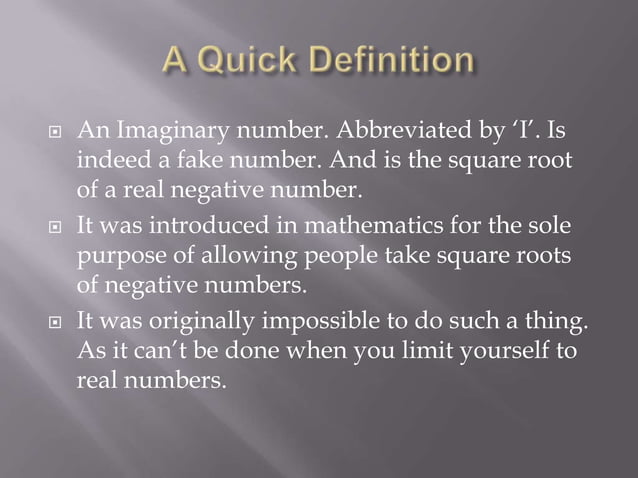 Imaginary numbers | PPT
