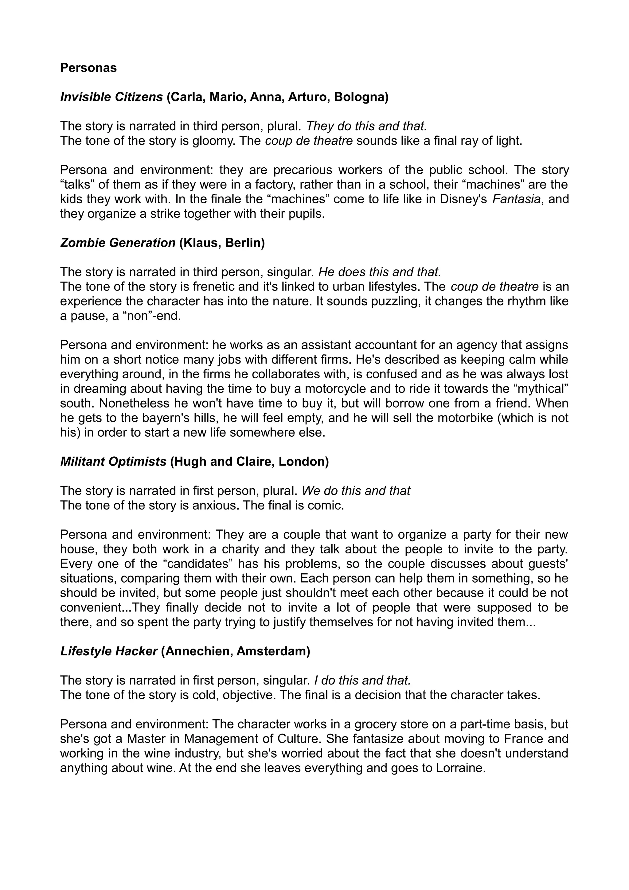 Imaginary Personas | ODT