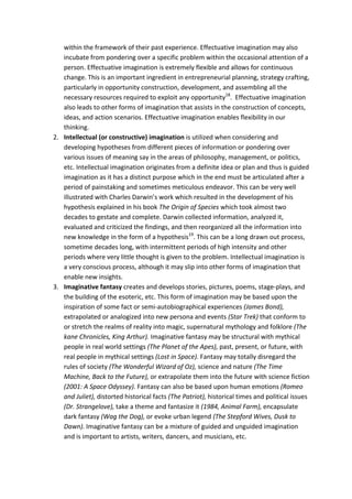 Imagination may be more important than knowledge:The eight types of imagination we use. | PDF