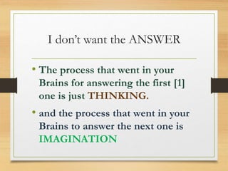 Imagination vs thinking | PPTX | Christianity | Religion & Spirituality