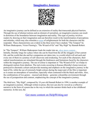 Imaginative Essay | PDF | Parenting Children Aged 4-11 | Parenting