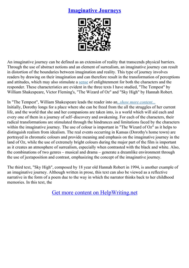 Imaginative Essay | PDF | Parenting Children Aged 4-11 | Parenting