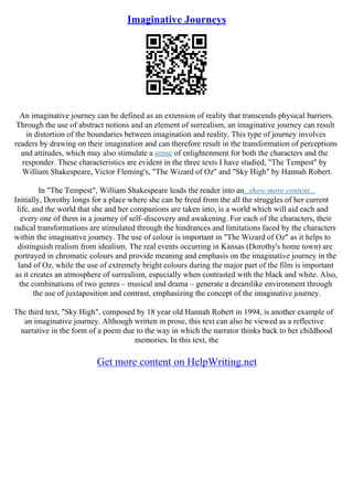 Imaginative Essays | PDF