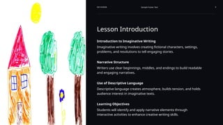 Different Features Imaginative Writing Lesson | PPTX