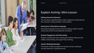 Different Features Imaginative Writing Lesson | PPTX