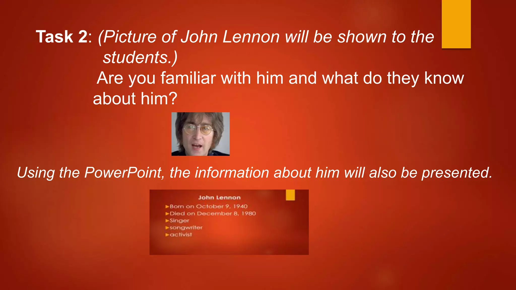 Lesson Plan on Imagine by John Lennon | PPTX