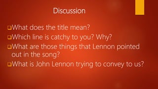 Lesson Plan on Imagine by John Lennon | PPTX