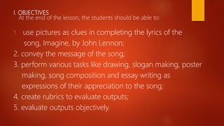Lesson Plan on Imagine by John Lennon | PPTX