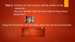 Lesson Plan on Imagine by John Lennon | PPTX