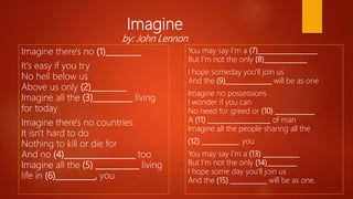 Lesson Plan on Imagine by John Lennon | PPTX