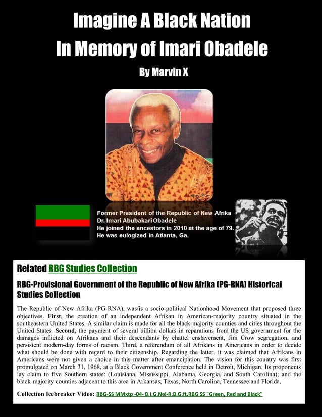 Imagine a Black Nation: In Memory of Imari Obadele by marvin x | PDF