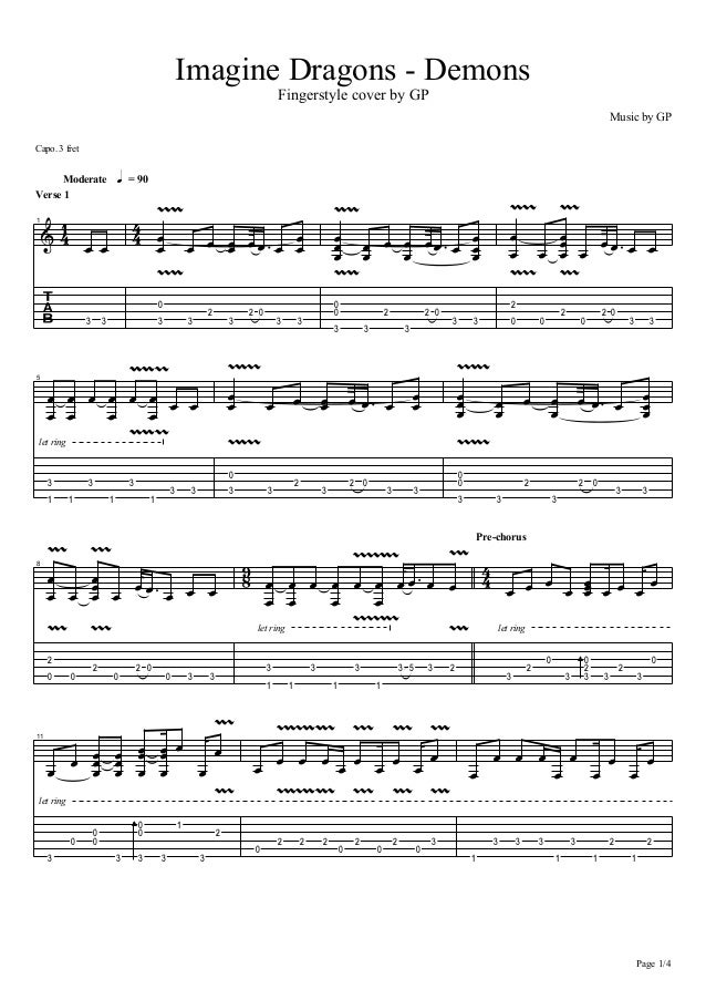 Imagine Dragons Demons Chords Capo 3 Imagine Dragons