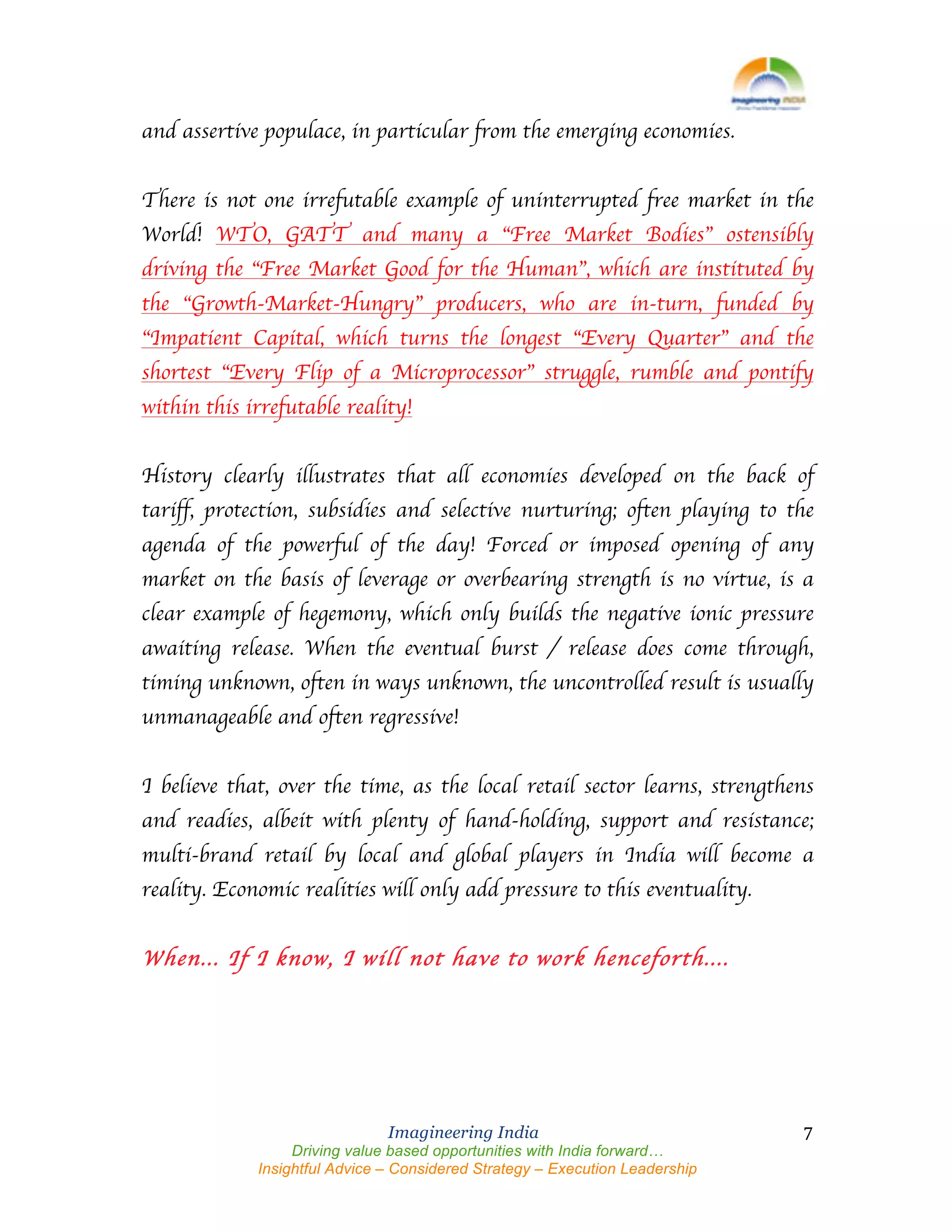 Imagineering india multi brand retail in India, 2014 | PDF