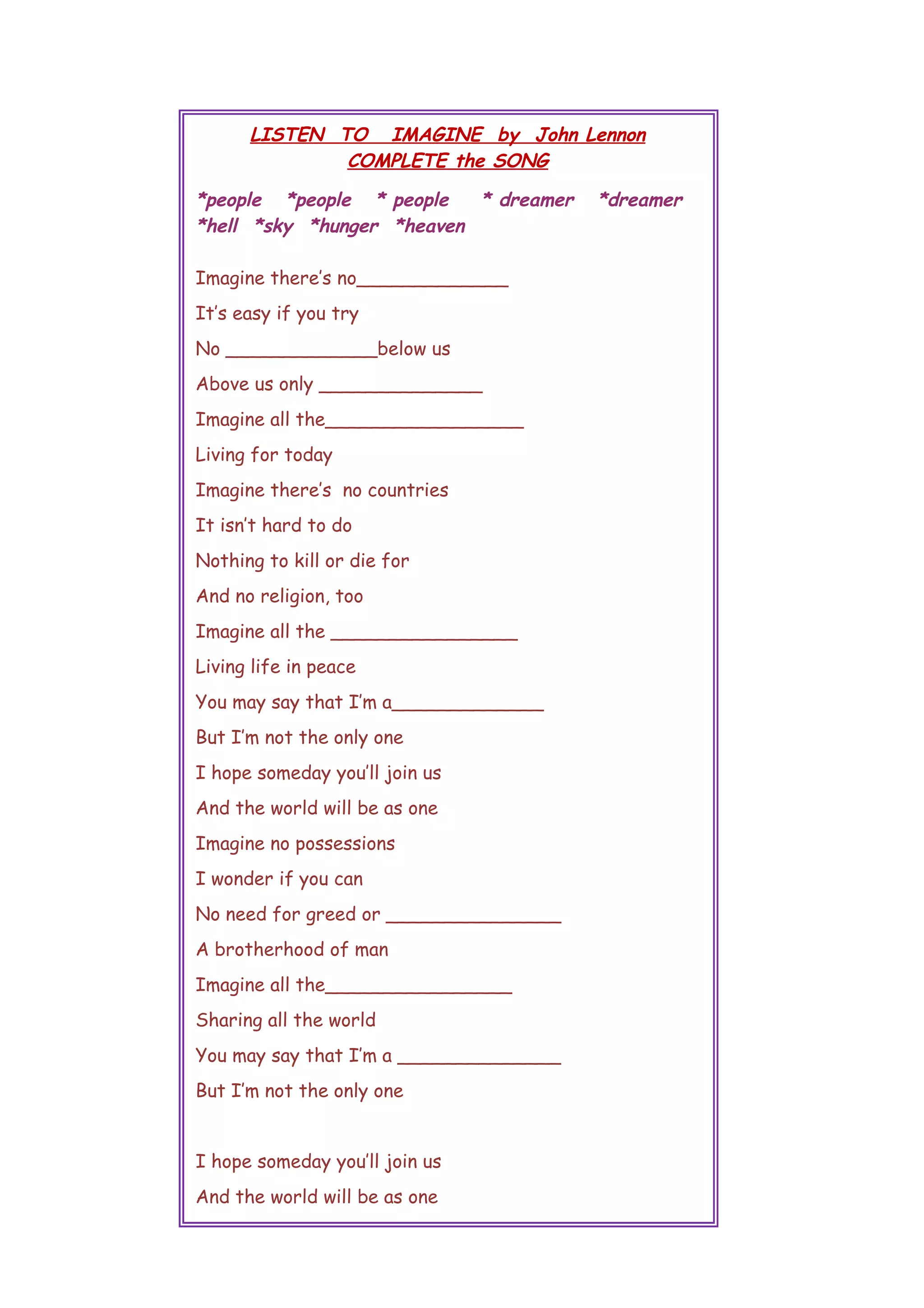 Imagine song blog activ (1) | DOC