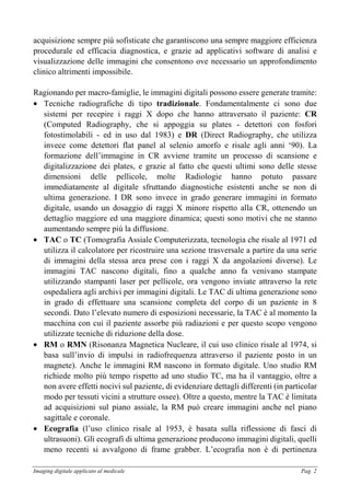 Imaging digitale applicato al medicale | PDF | Medical Tests | Medical ...