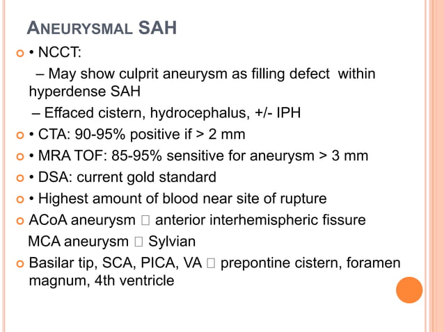 Imaging in SAH | PPTX | Blood Disorders | Diseases and Conditions