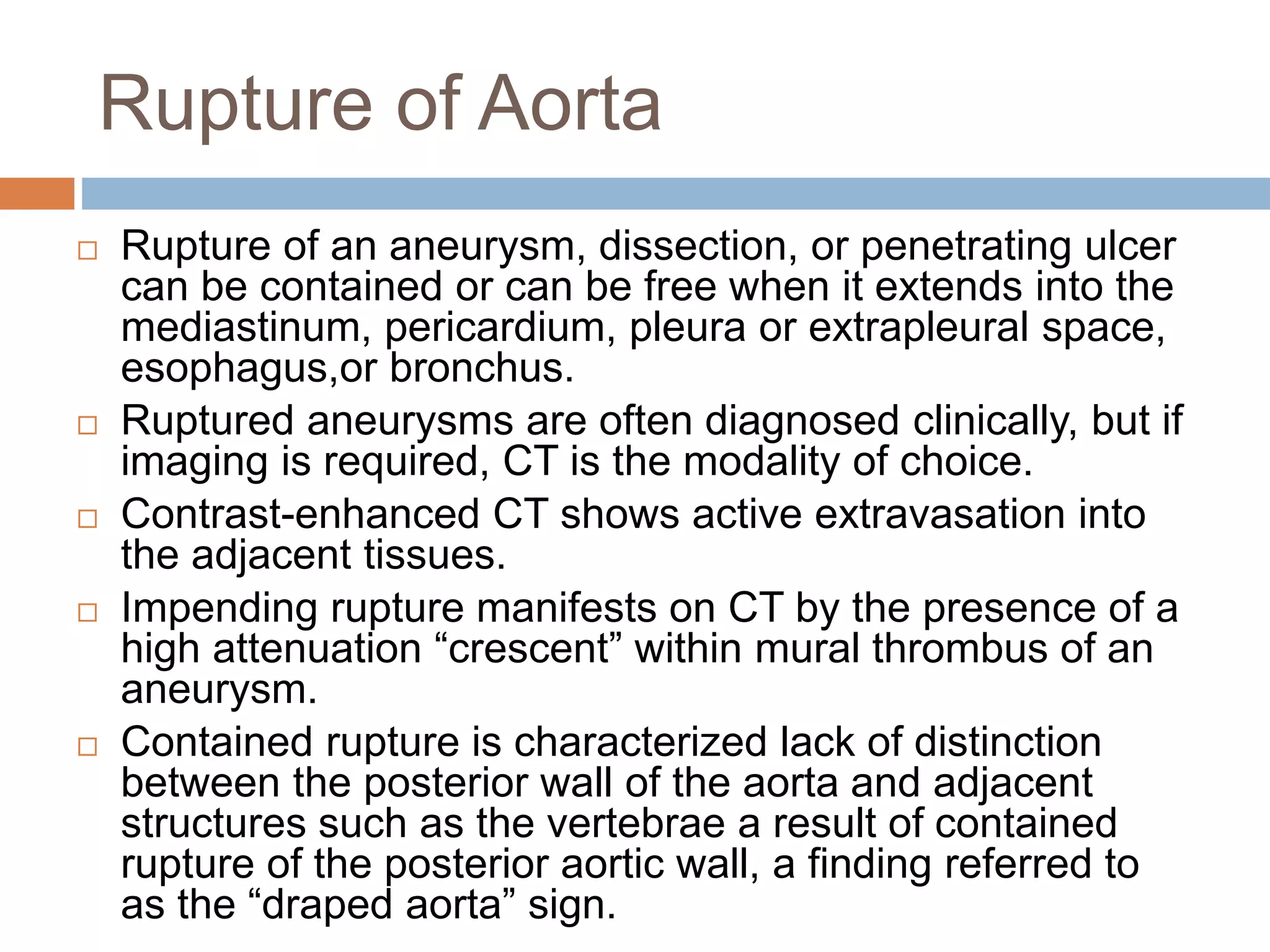 Imaging of aortic pathologies | PPTX
