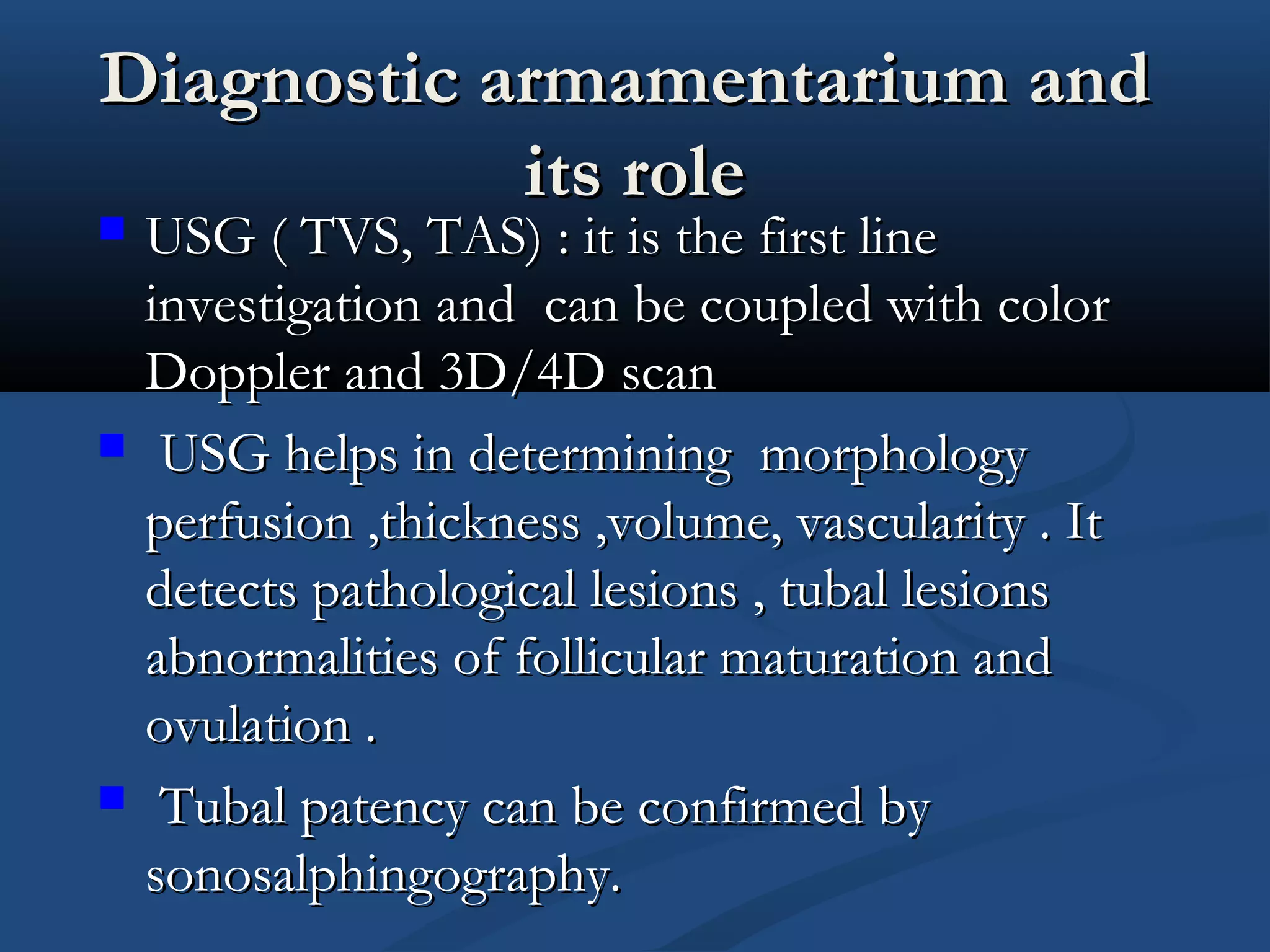 role of Imaging in female infertility | PPT