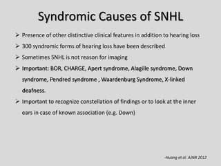 Imaging of hearing loss: Sensorineural hearing loss | PDF