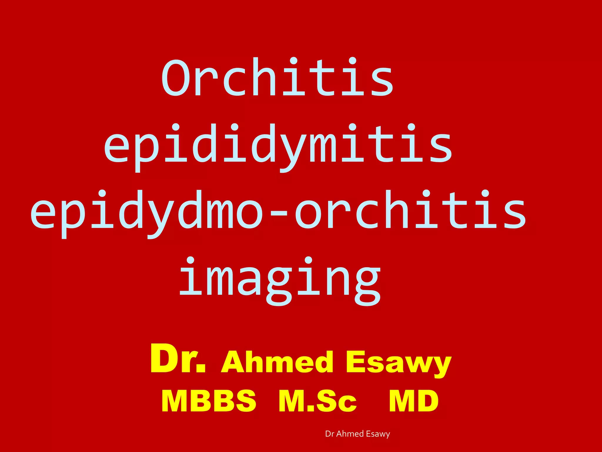 Imaging orchitis epidydmitis epidydmo orchitis DrAhmed Esawy | PDF