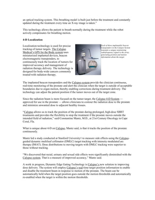 Calypso Medical's Prostate Cancer Treatment: Imaging Technology News | PDF