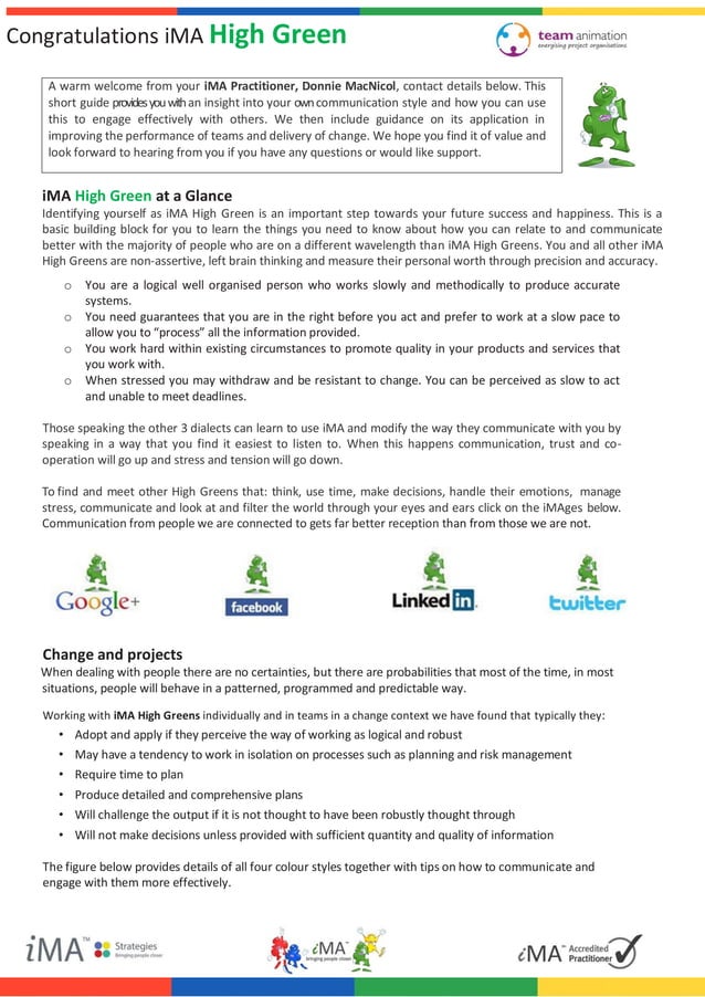 iMA High Green Description | PDF