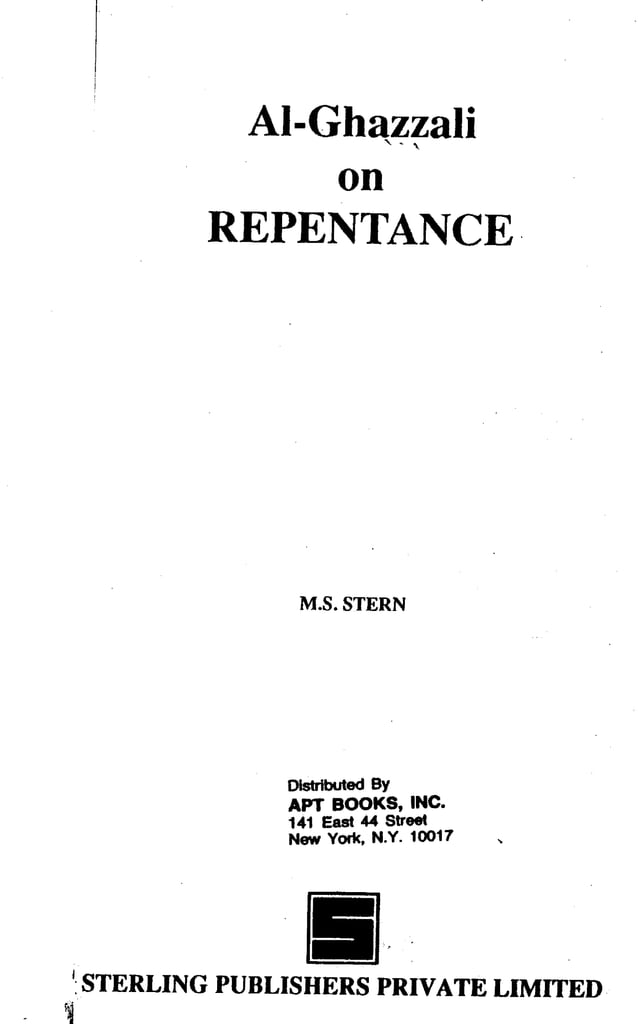 Imam Al-Ghazali - On Repentance (Kitab al-Tawbah) | PDF | Mental Health | Diseases and Conditions