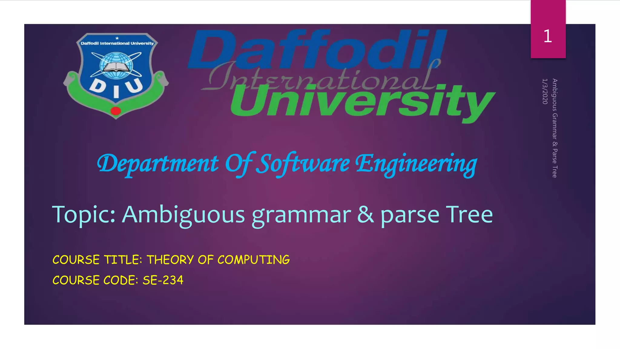 Ambiguous & Unambiguous Grammar | PPTX