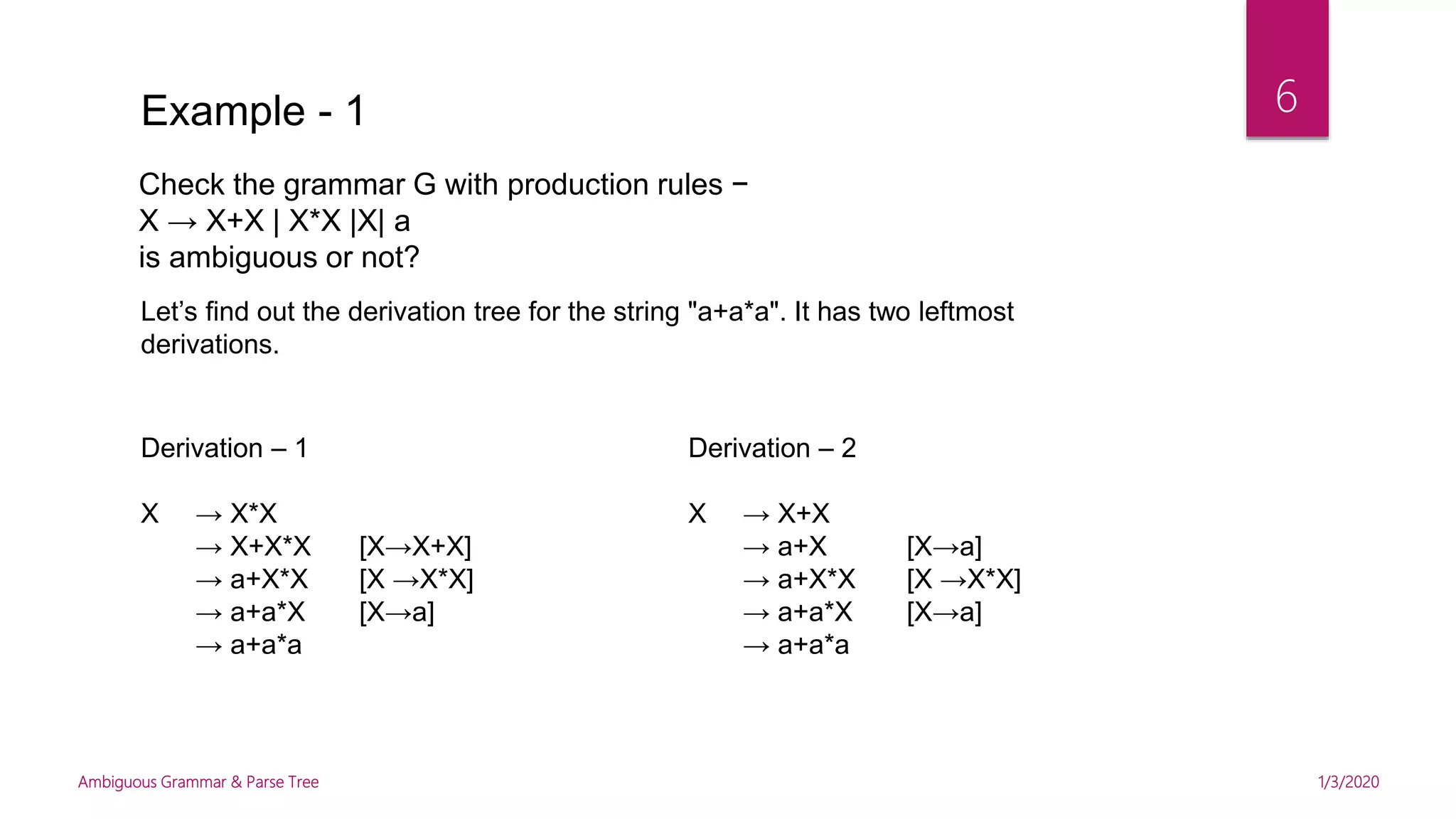 Ambiguous & Unambiguous Grammar | PPTX