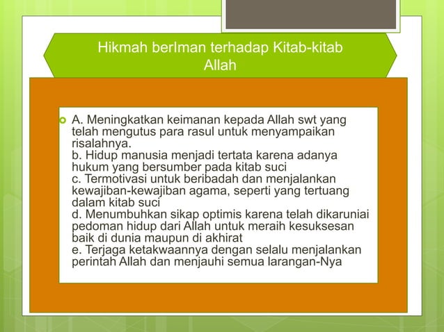 PPT Iman kepada kitab kitab allah (nisrokhah) | PPTX