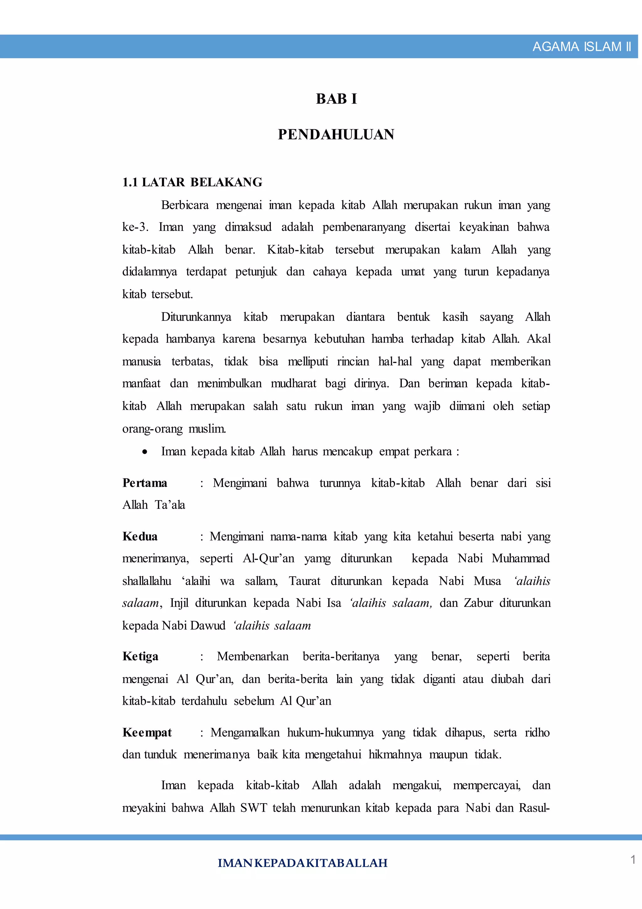Iman kepada kitab allah kelompok 1 | PDF