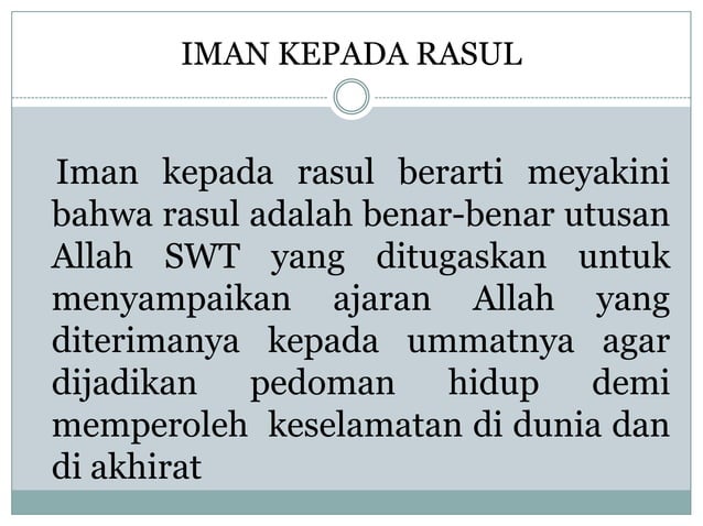 Iman Kepada Rasul-rasul Allah SWT | PPTX