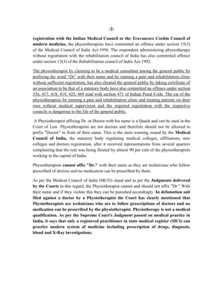 Ima note on physiotherapists few points | PDF