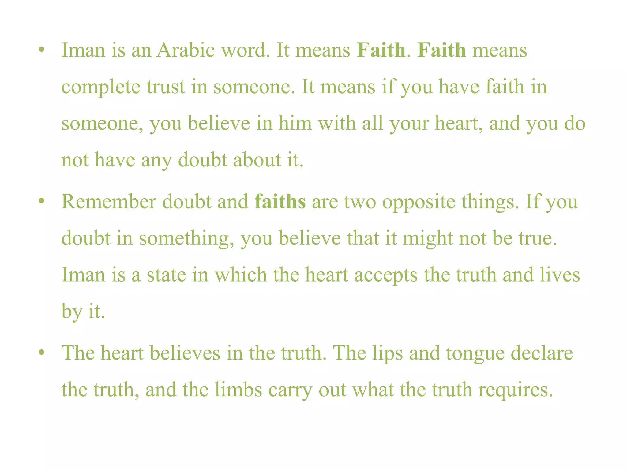 Iman – the faith of a muslim | PPT