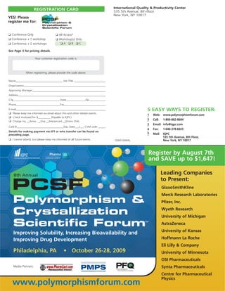 8th Polymorphism & Crystallization Scientific Forum | PDF | Pharmaceutical Industry | Industries