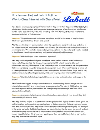 Improving Internal Communications with SharePoint: Labatt Q&A | PDF ...