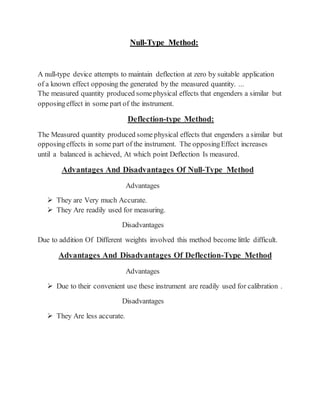 What is null & deflection type instrument? | DOCX