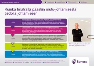 Imatran kaupunki – paperipinoista tiedolla johtamiseen - Sonera | PPT