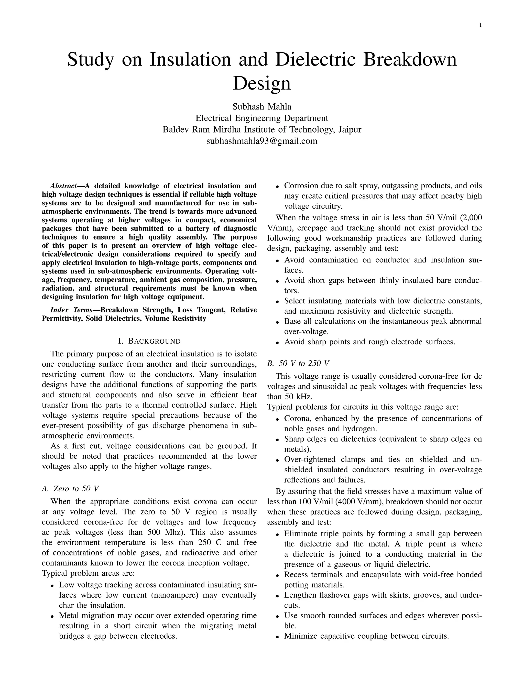 Insulation and Dielectric Breakdown Design Paper SM54 | PDF