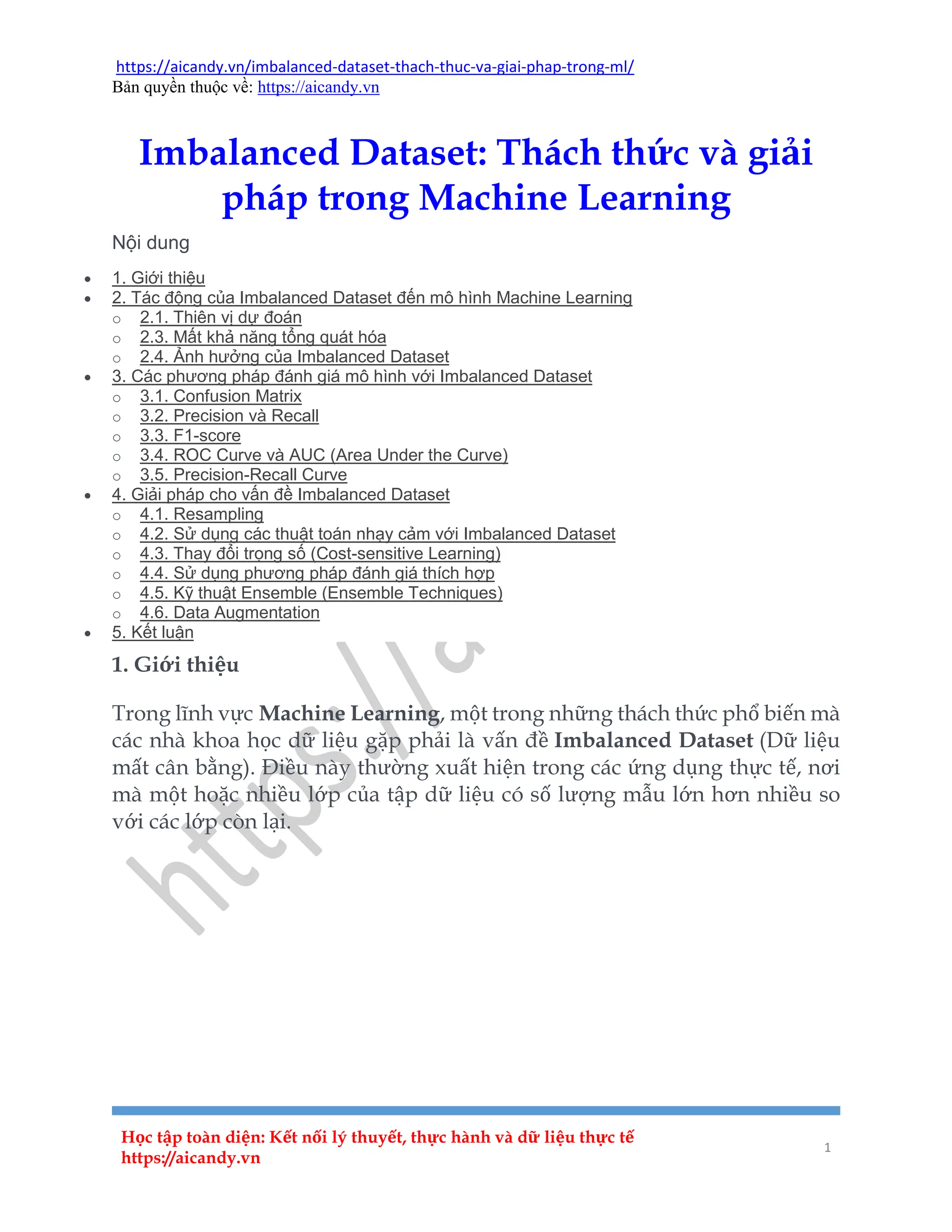 Imbalanced Dataset - Thách thức và giải pháp trong Machine Learning.pdf