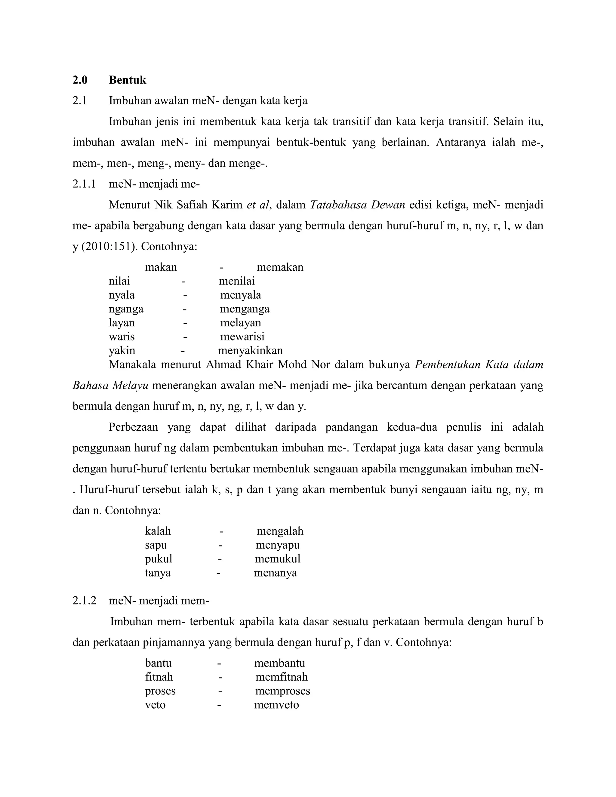 Imbuhan kata kerja aktif | DOCX