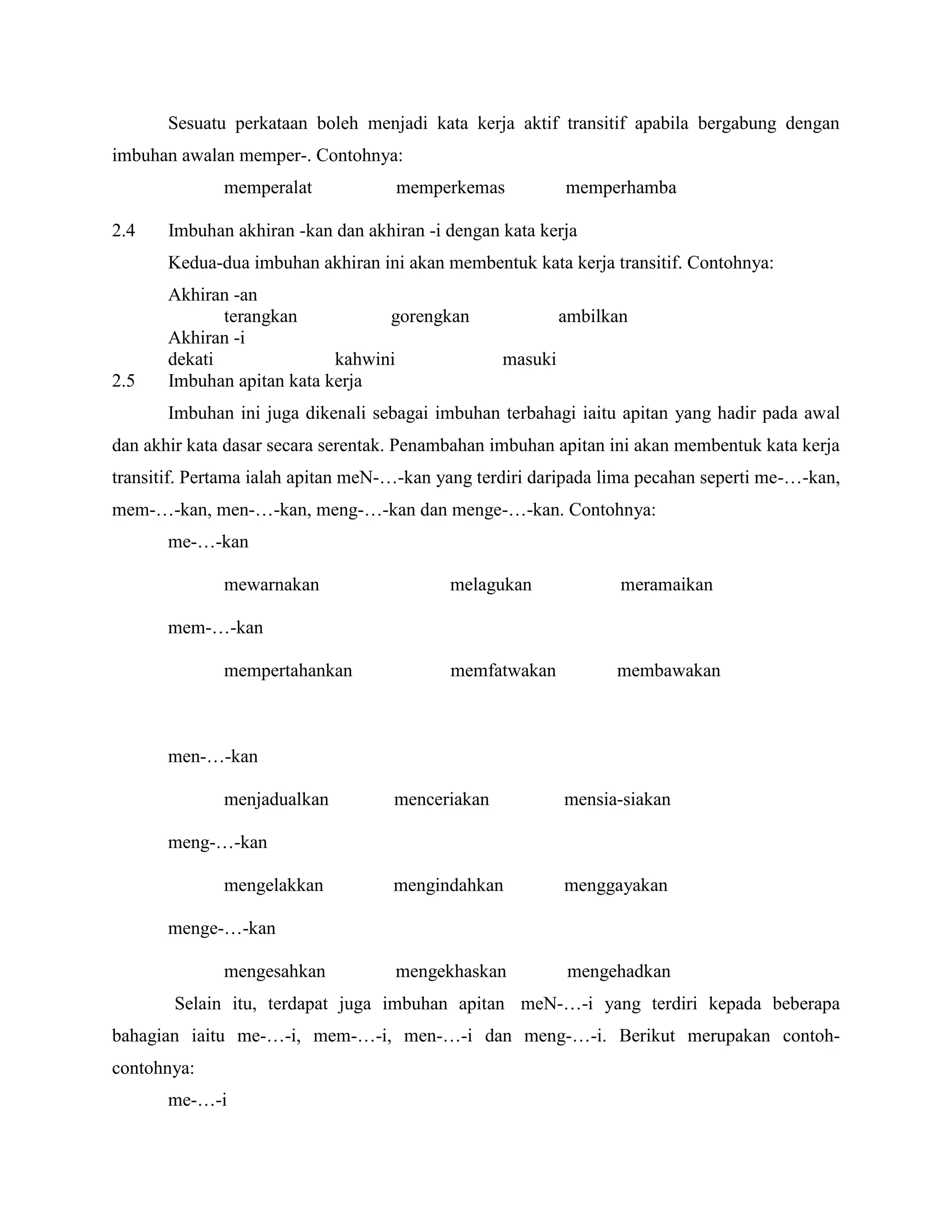 Imbuhan kata kerja aktif | DOCX