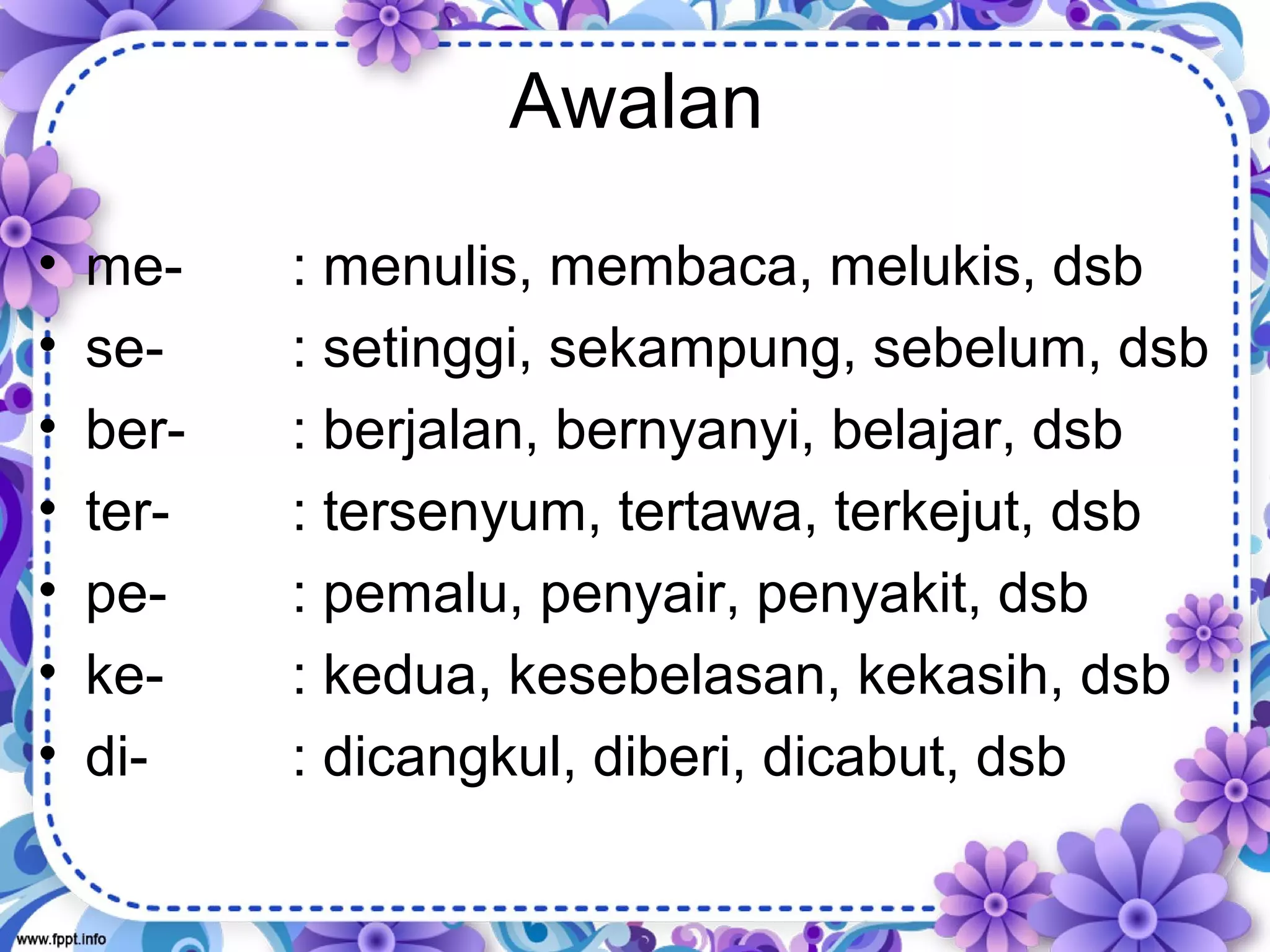 Imbuhan makna awalan | PPT