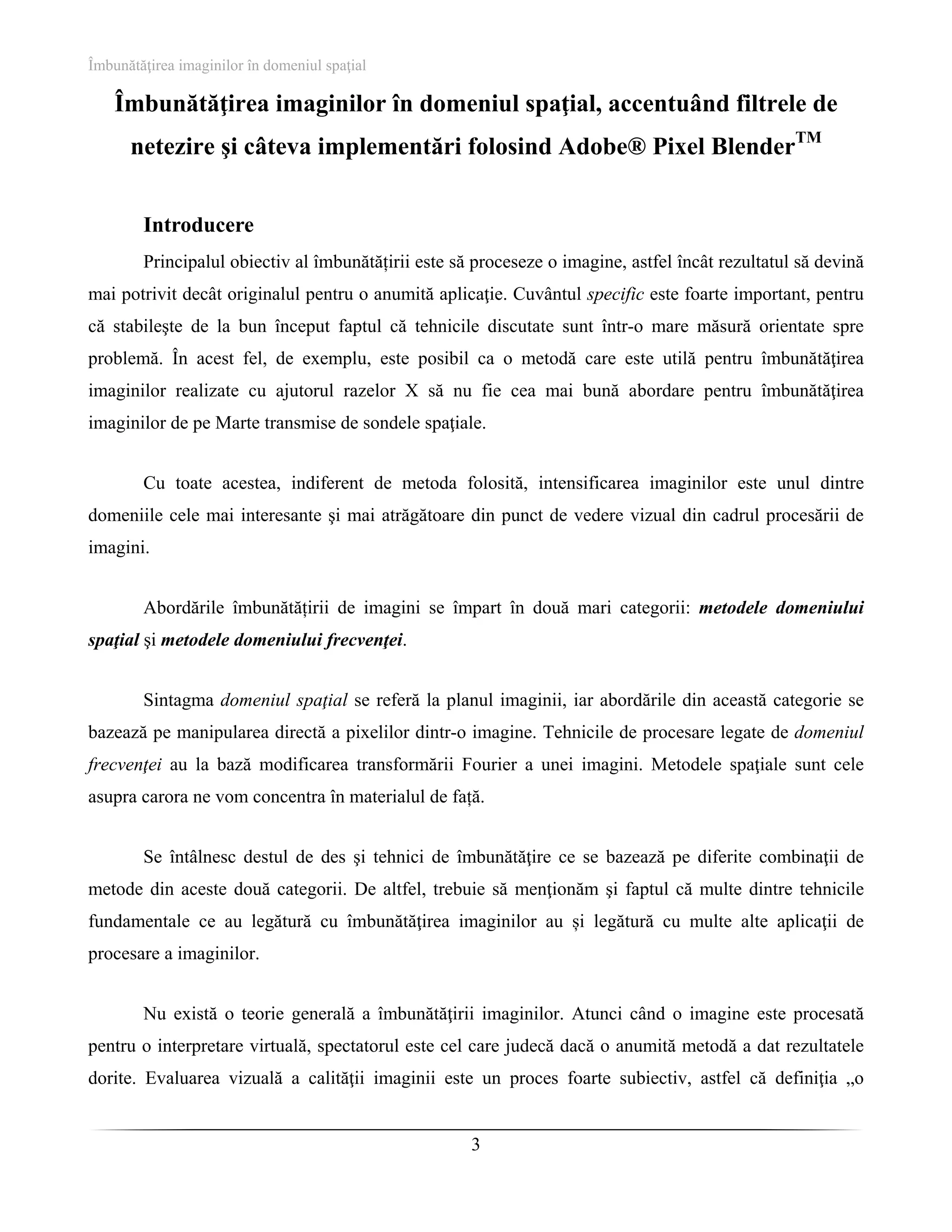 Imbunatatirea Imaginilor In Domeniul Spatial | PDF