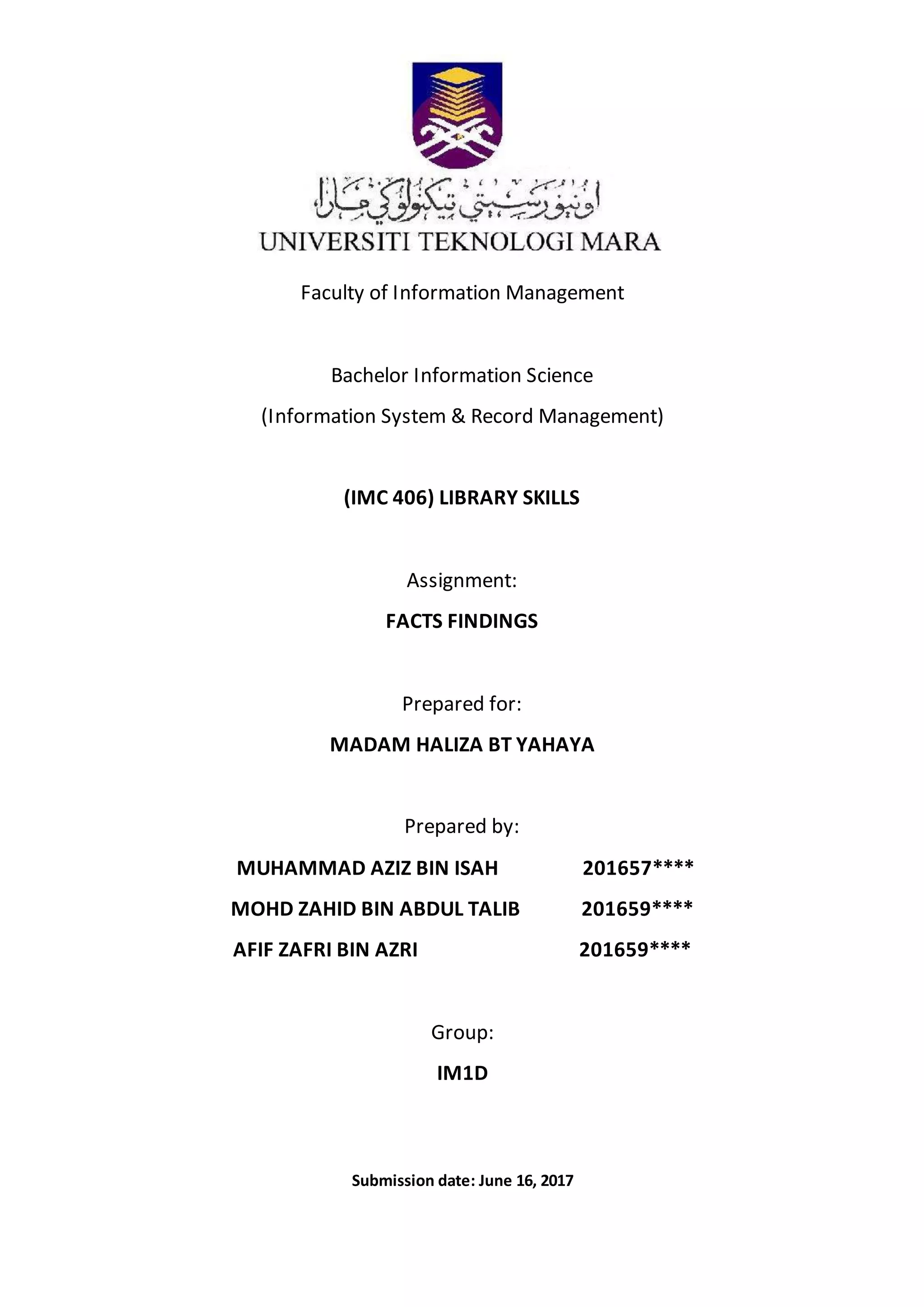 IMC 406: Assignment Facts Finding | DOCX | Food & Drink