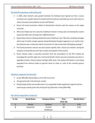 IMC campaign for Revital (Ranbaxy) | PDF