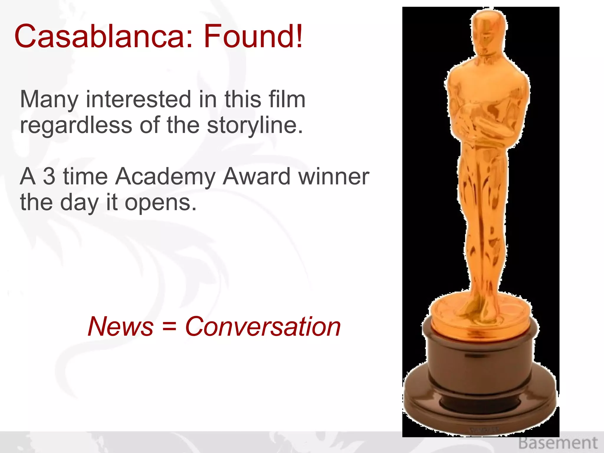 Casablanca - Basement Presentation | PPT | Romance | Genres