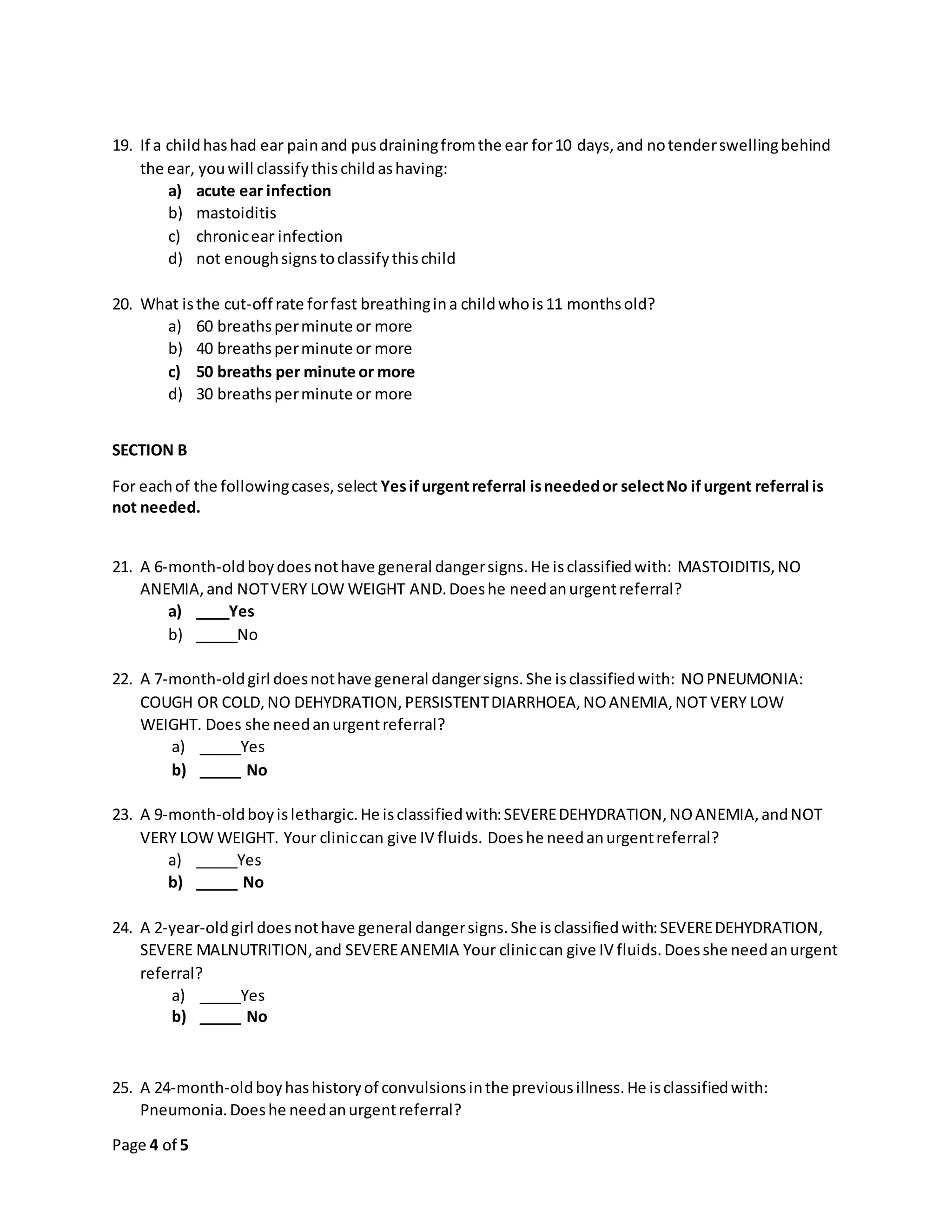 Imci answer key | DOCX