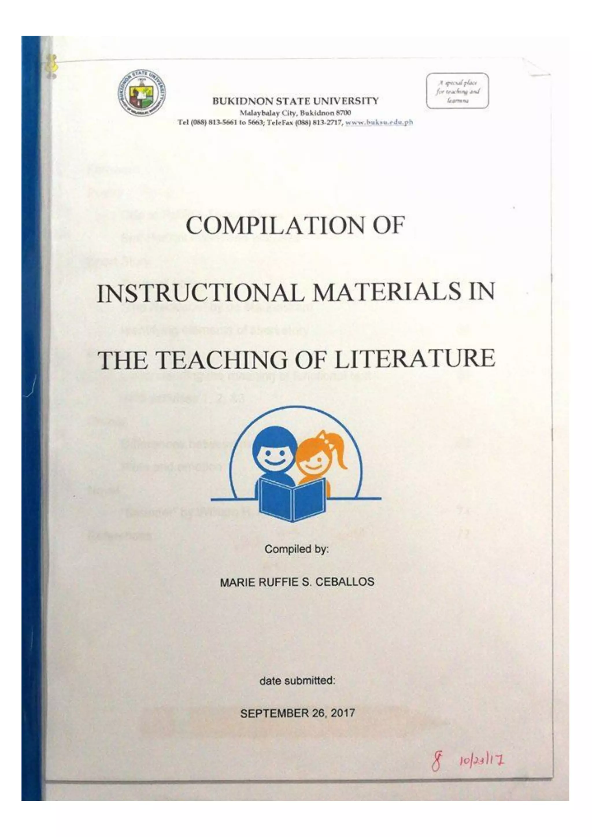 Compilation of Instructional Materials in the teaching of literature | PDF