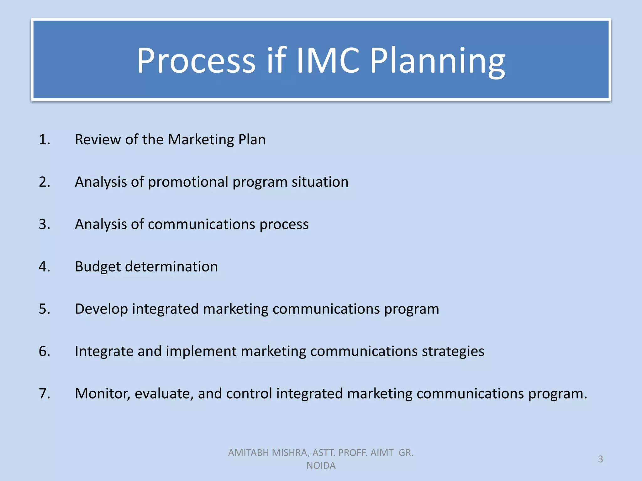 IMC PLANNING by Amitabh Mishra | PPTX